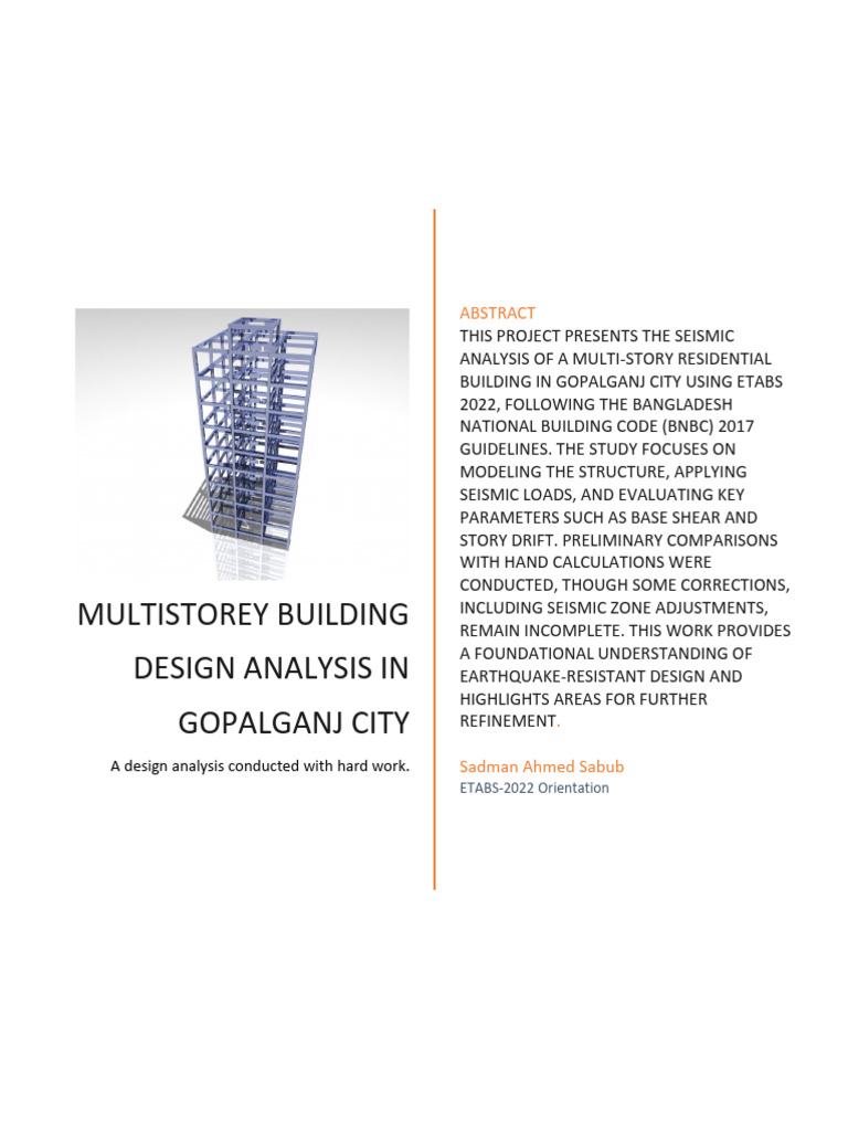 Multistorey Building Design Analysis in Gopalganj City | PDF ...