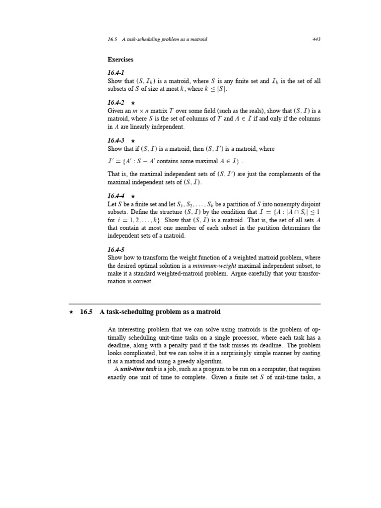 A task-scheduling probelm as a matroid | PDF | Theoretical Computer Science | Discrete Mathematics