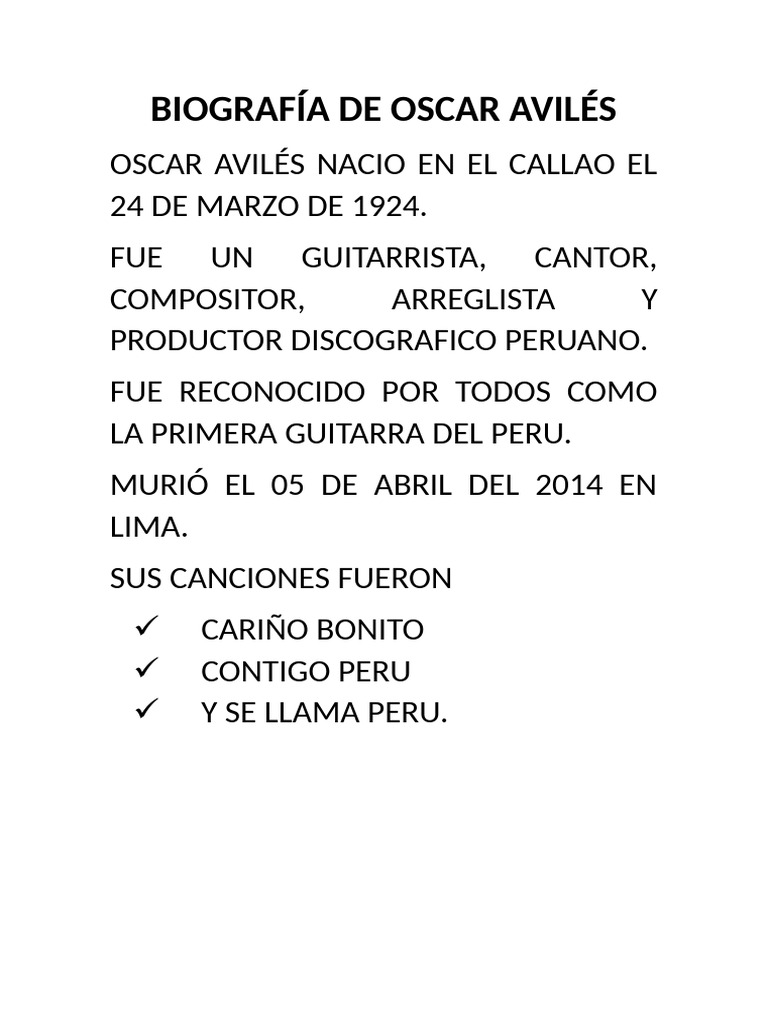 Biografía de Oscar Avilés | PDF