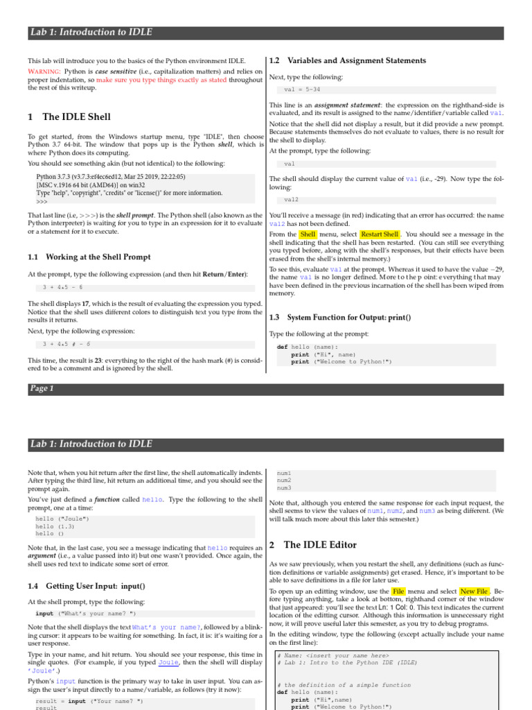 Lab01 Introduction Version 3.7 | PDF | Computer File | Python (Programming Language)