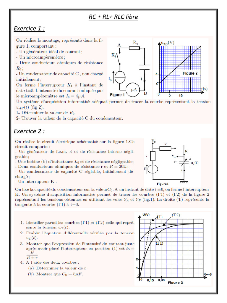 RC RL RLC Exercices 2024 | PDF