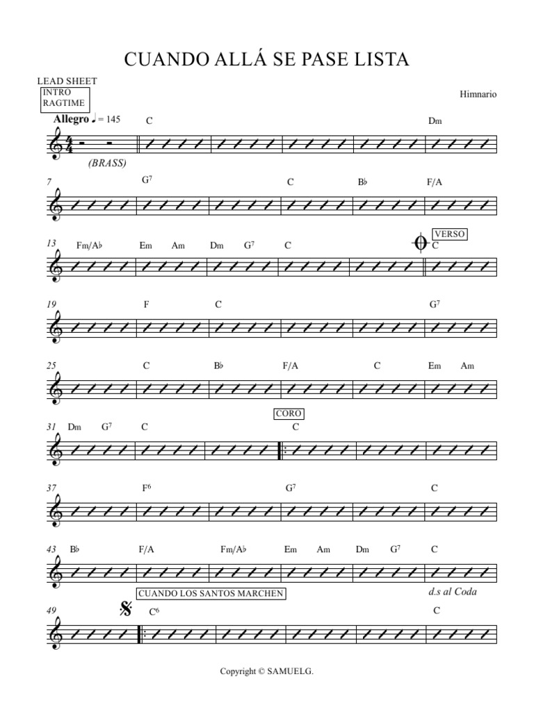 Cuando Allá Se Pase Lista - Lead Sheet | PDF