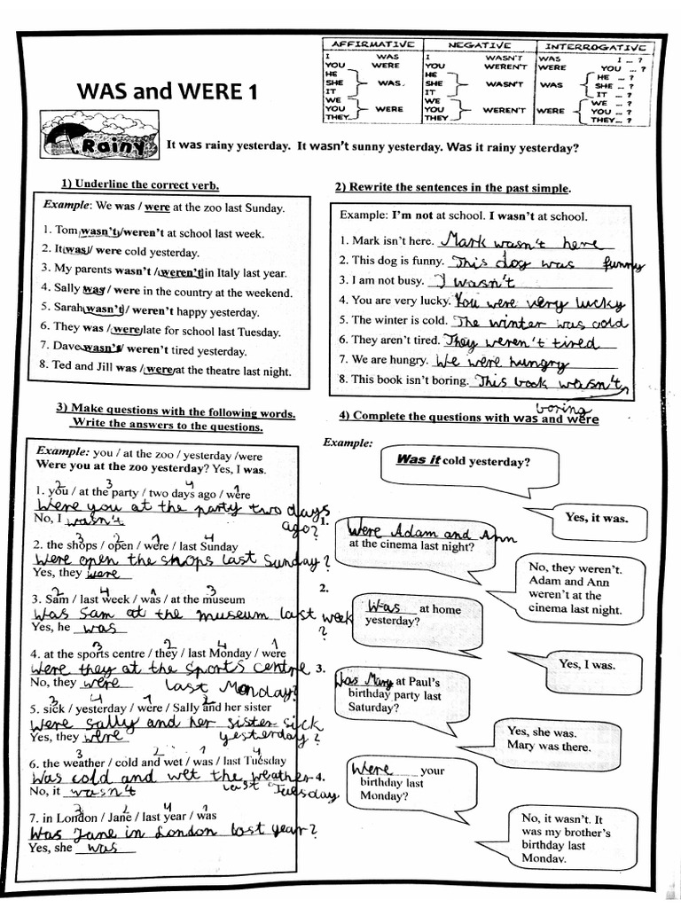 Was and Were 1 | PDF