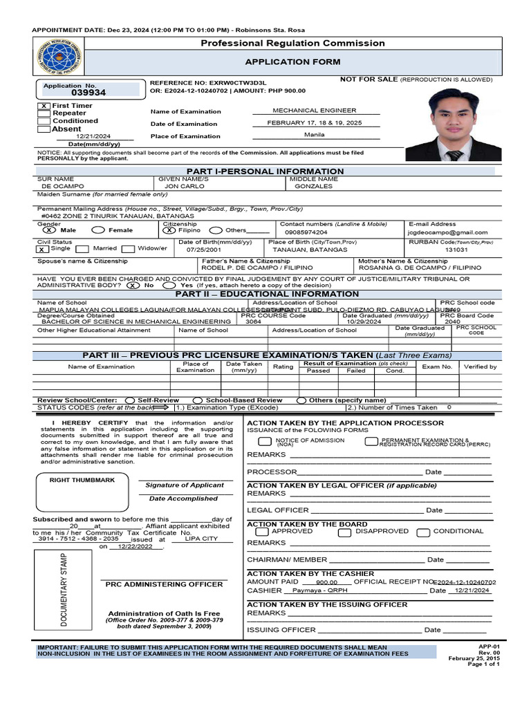 Application Form Prc | PDF | Justice | Crime & Violence