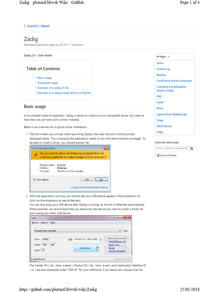 Zadig Manual | PDF | Device Driver | Button (Computing)