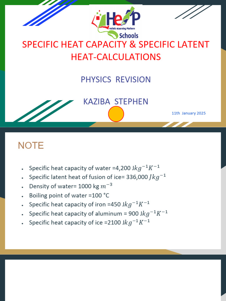 Specific Heat & Latent Heat Calculations | PDF | Water | Properties Of ...