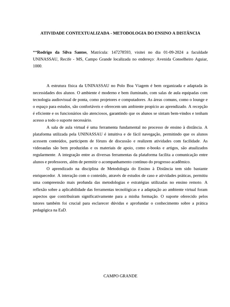 Modelo Simplificado - Atividade Contextualizada (Resumo Crítico ...