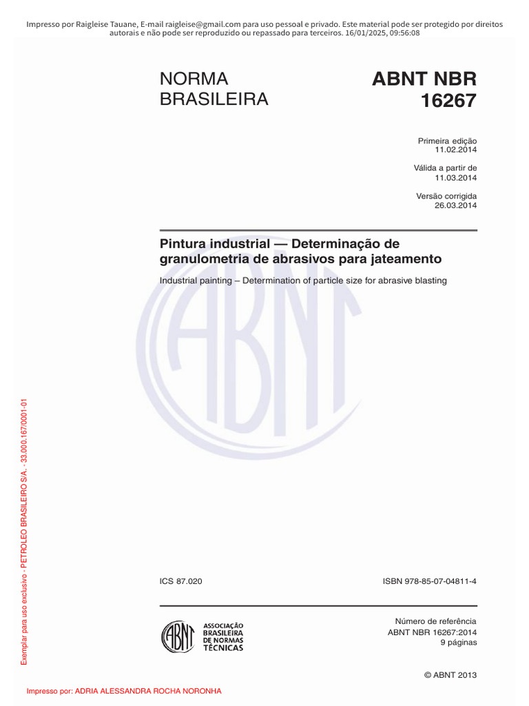 Abnt 16267 | PDF | Patente | Materiais de construção