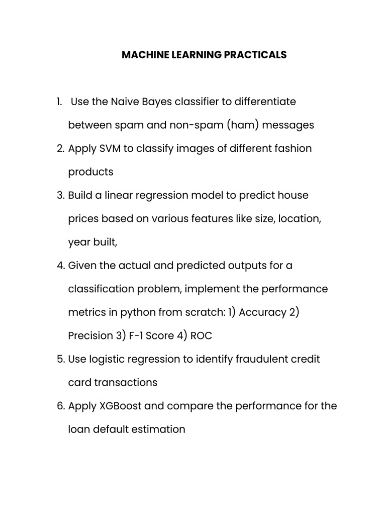 Machine Learning Practicals | PDF