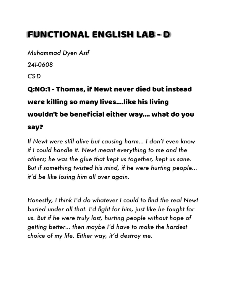 Functional English Lab Questions | PDF