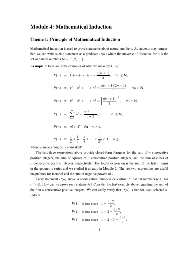 Understanding Mathematical Induction | PDF | Summation | Mathematical Proof