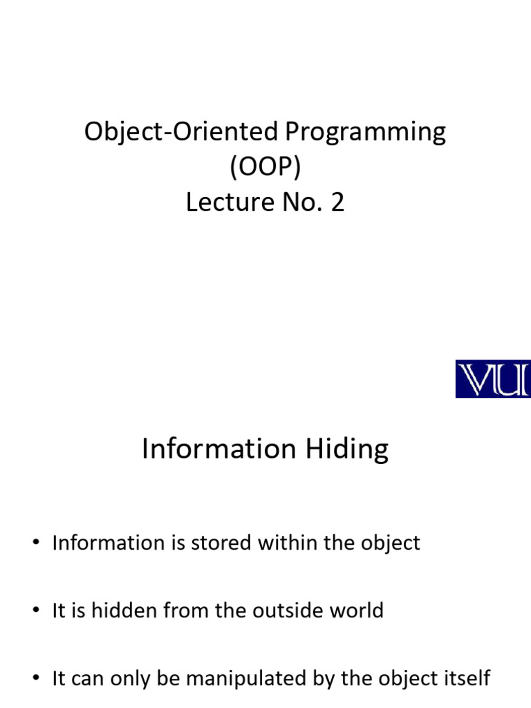 Object Oriented Programming Oop Cs304 Power Point Slides Lecture 02 2068