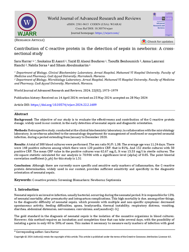 WJARR-2024-1609 | PDF | Sepsis | Medicine