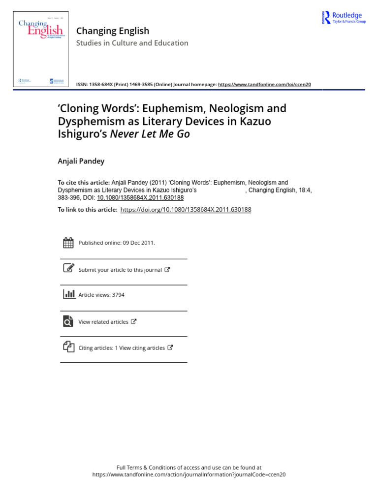 Cloning Words Euphemism Neologism and Dysphemism As Literary Devices in ...