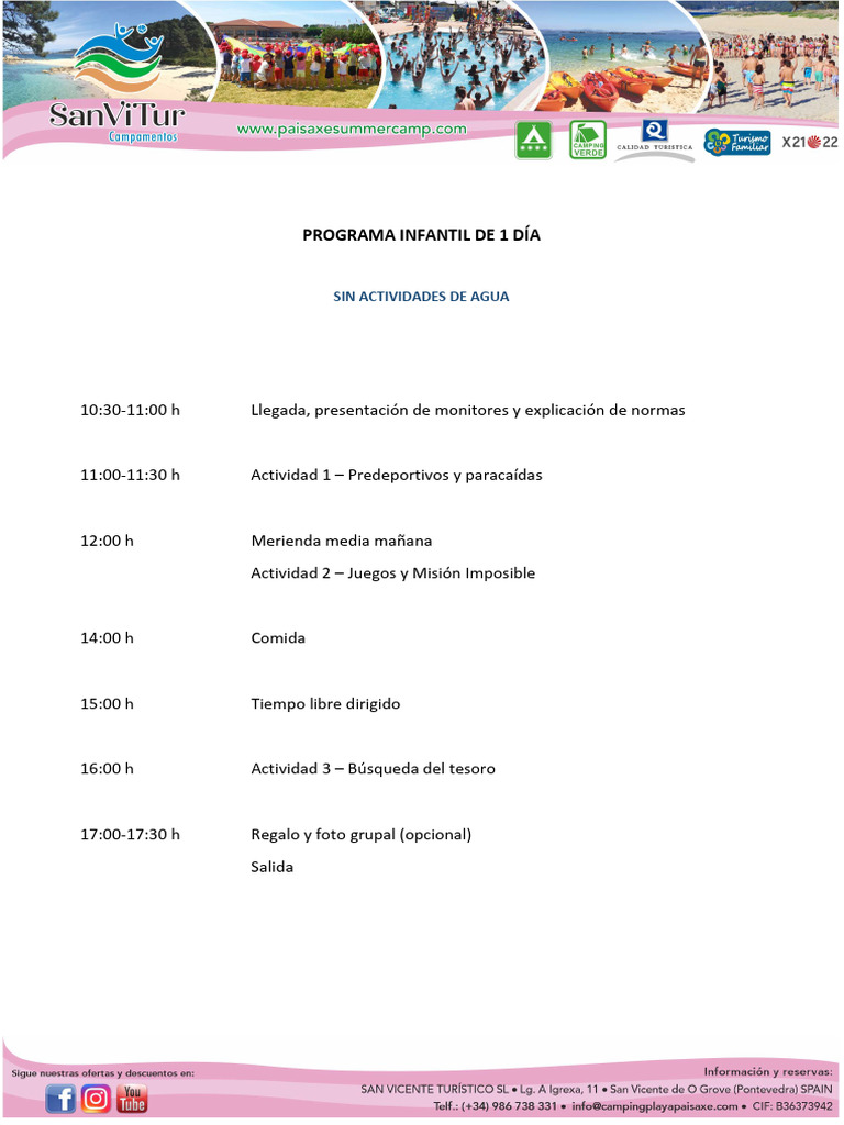 Programación Excursión Fin de Curso | PDF