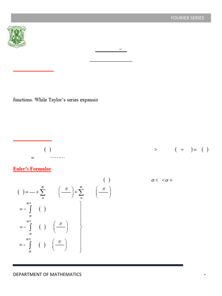 Module -2- FOURIER SERIES | PDF | Complex Analysis | Mathematical Analysis Module -2- FOURIER SERIES | PDF | Complex Analysis | Mathematical Analysis