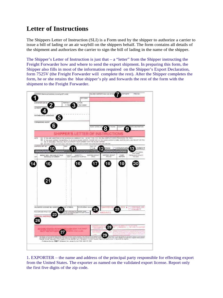 Letter of Instructions | PDF | Bill Of Lading | Cargo