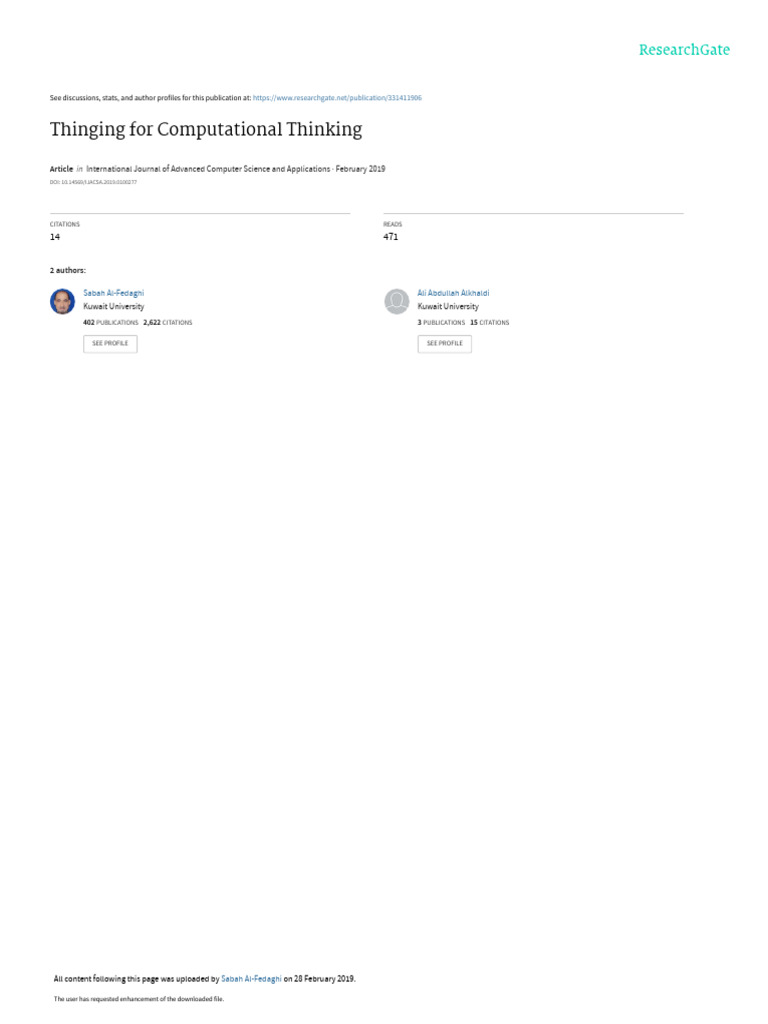 Paper_77-Thinging_for_Computational_Thinking | PDF | Thought | Abstraction