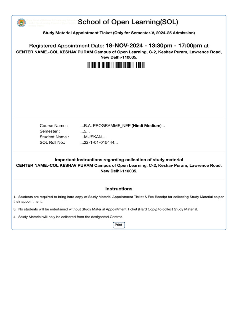 SOL Study Material Appointment | PDF