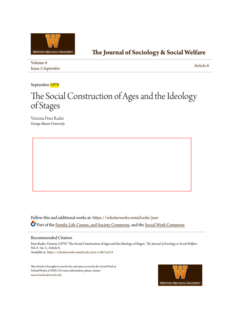 RADER, Victoria Fries. The Social Construction of ages and the ideology ...