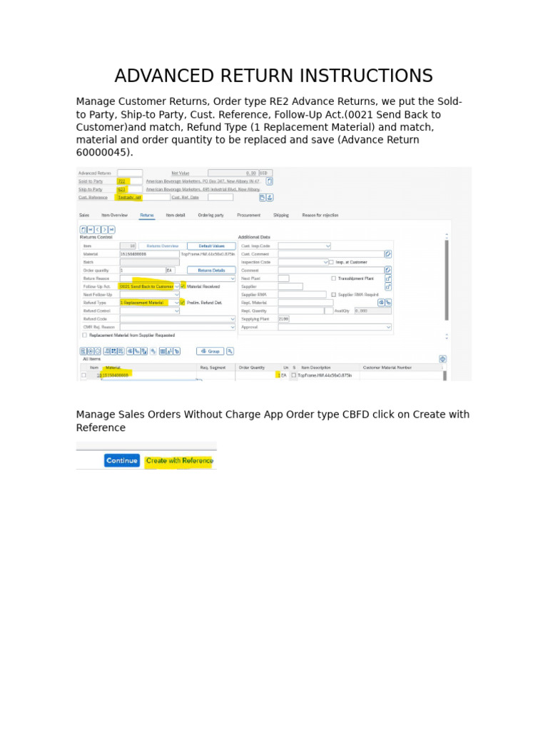 Advanced Return Instructions | PDF