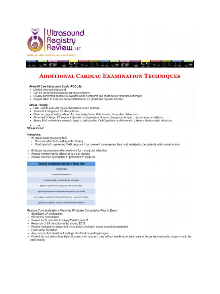 USRR Echo Addition Cardiac Examination Techniques | PDF
