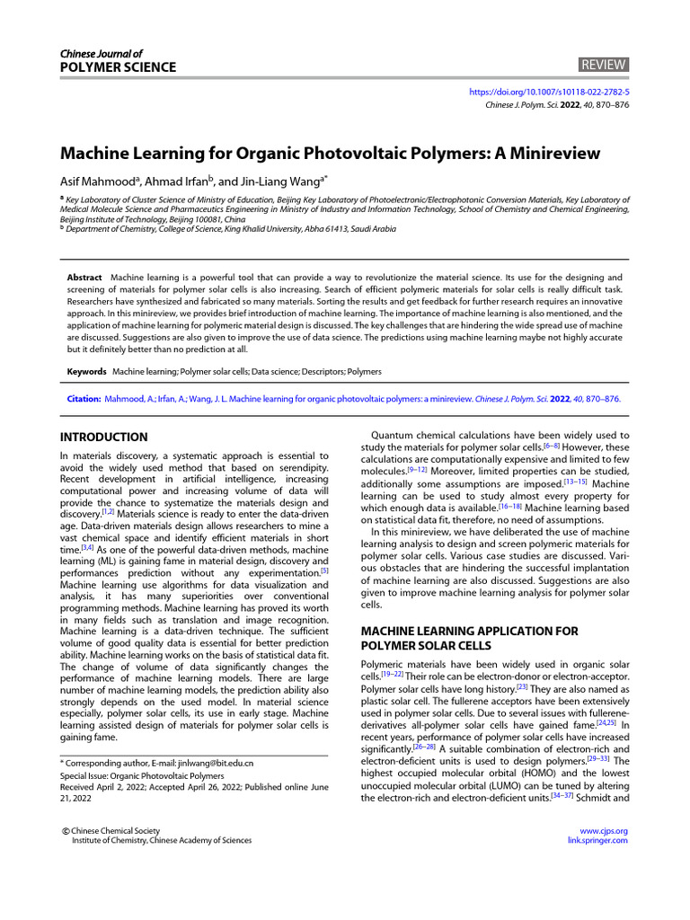 s10118-022-2782-5 | PDF | Machine Learning | Physical Sciences