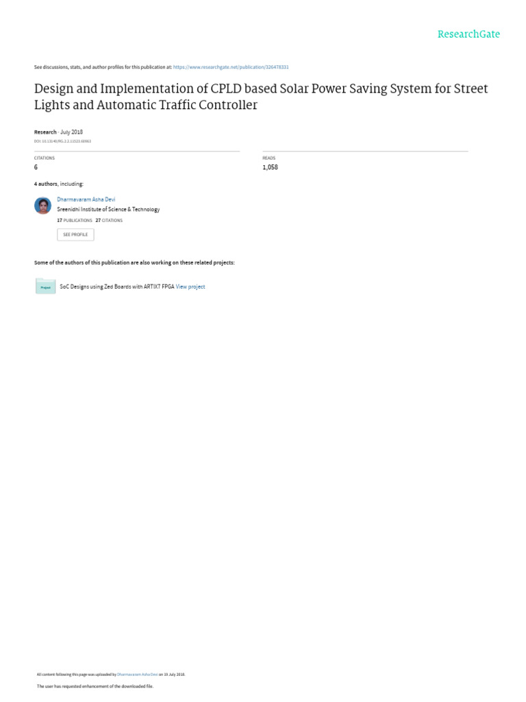 Street Light Project Base Paper-1 | PDF | Infrared | Traffic