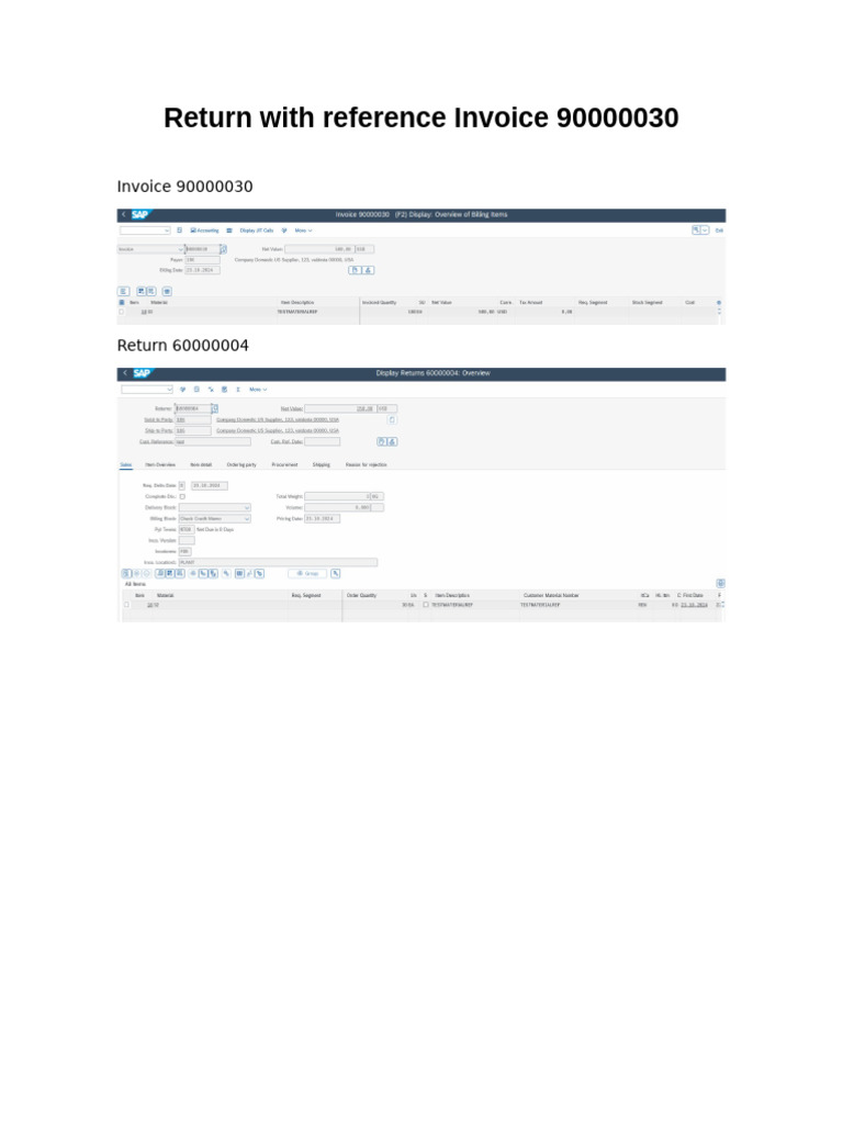Return with reference Invoice 90000030 | PDF