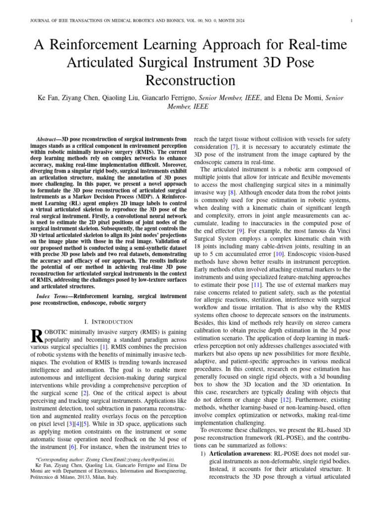 A Reinforcement Learning Approach For Real-Time Articulated Surgical Instrument 3D Pose ...