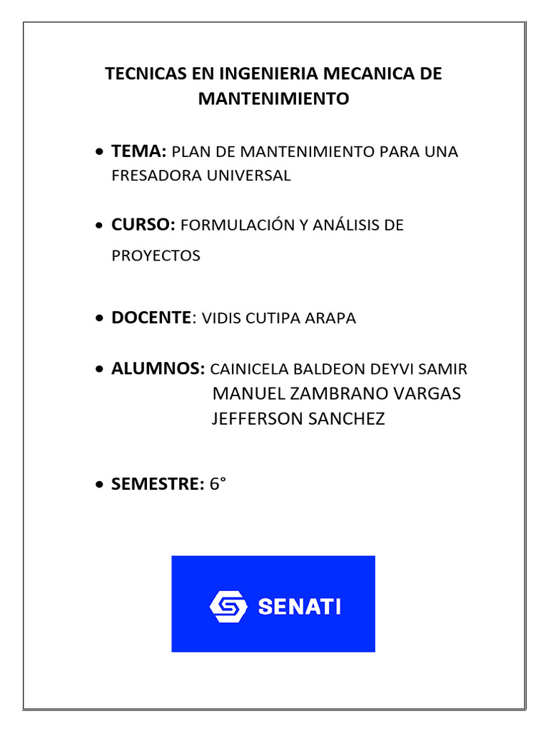 Plan de Mant Fresadora | PDF | Control numerico | Sector secundario de la economía