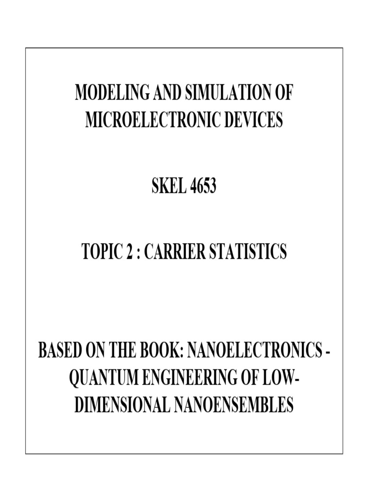 Topic 2 - Carrier - Statistics | PDF | Semiconductors | Physics