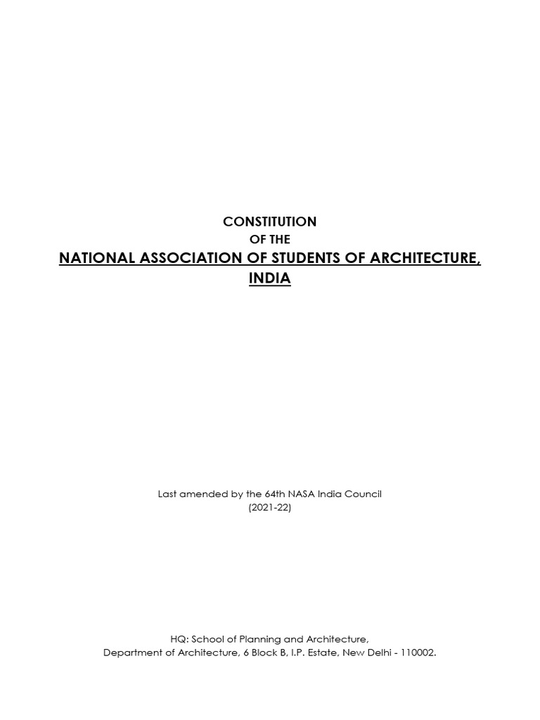 NASA India Revised Constitution | PDF | Government