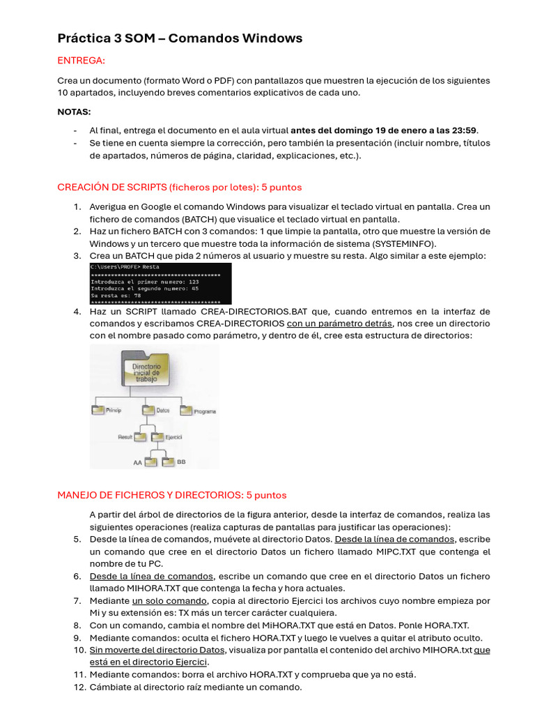 Práctica 3 SOM - 2 Eval. COMANDOS WINDOWS | PDF | Archivo de ...