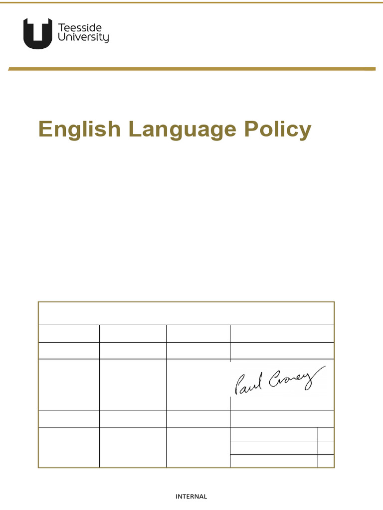 Teesside University English Language Policy | PDF | International ...