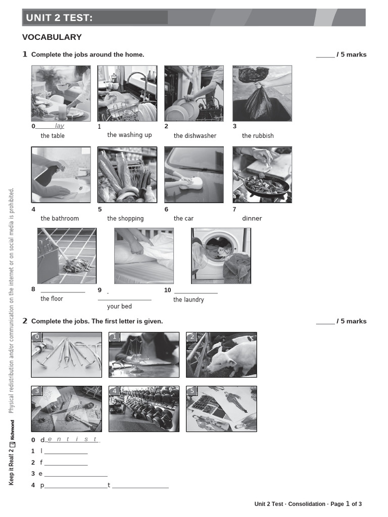 Keep It REAL! - Level 2 - TEACHER'S RESOURCES - Test - Unit 2 ...