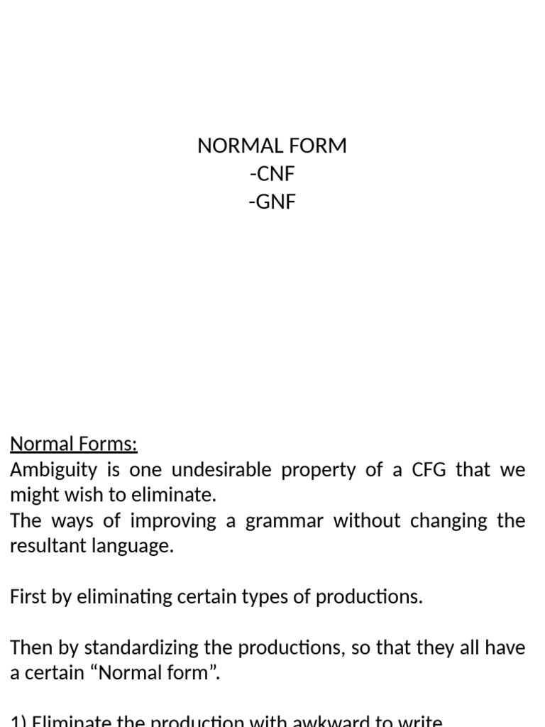 NORMAL FORM | PDF | Grammar | Syntax