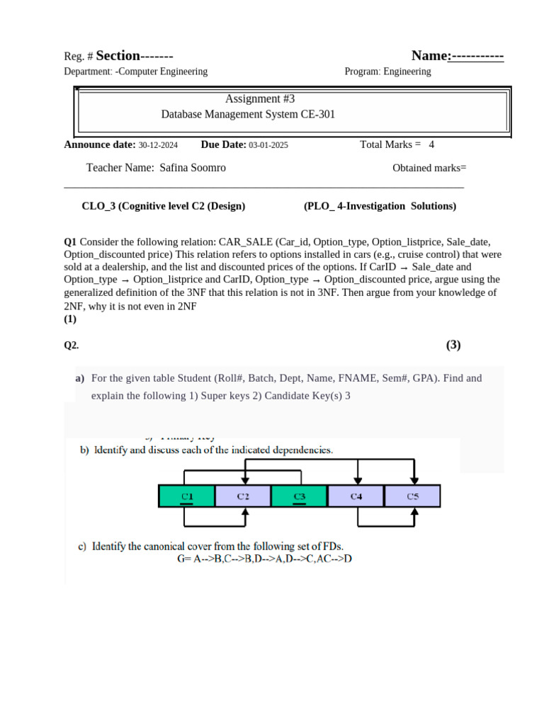 Assignment #3 DBMS Fall 2024 | PDF