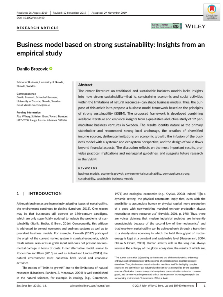 Strong Sustainability Business Models | PDF | Sustainability | Business ...
