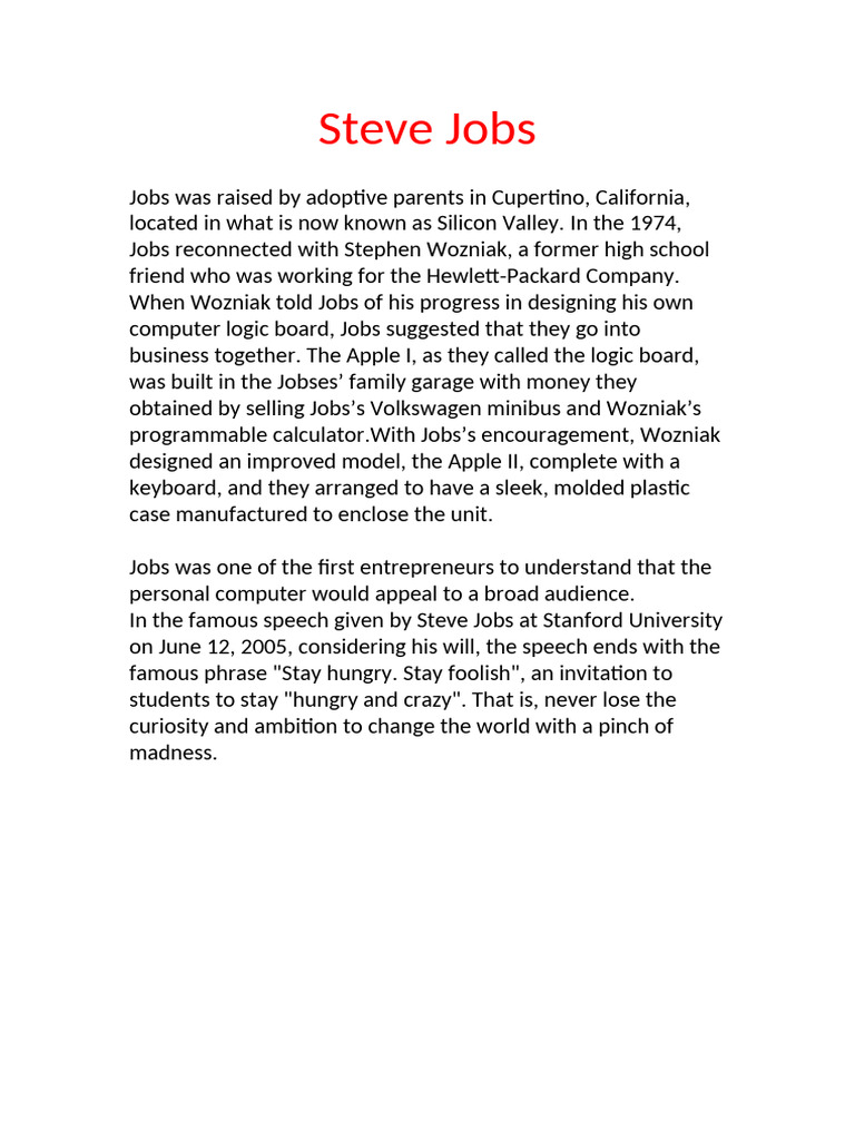 Steve Jobs: Innovator and Visionary | PDF