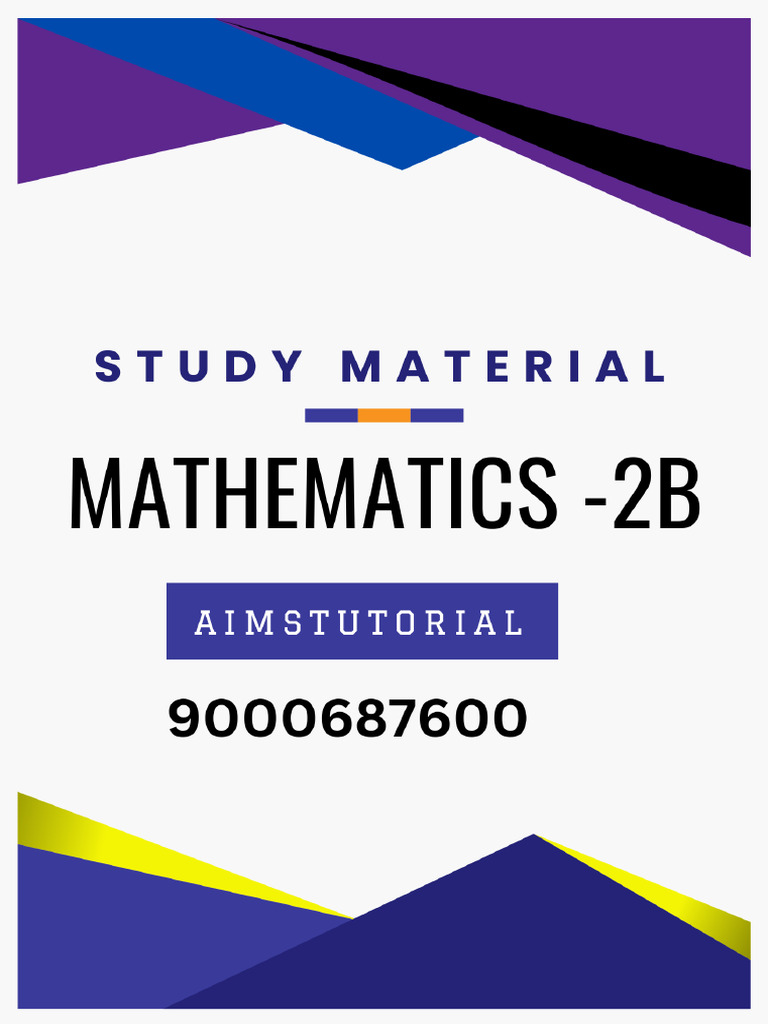 MATHEMATICS 2B STUDY MATERIAL AIMSTUTORIAL 2025 | PDF | Ellipse | Circle