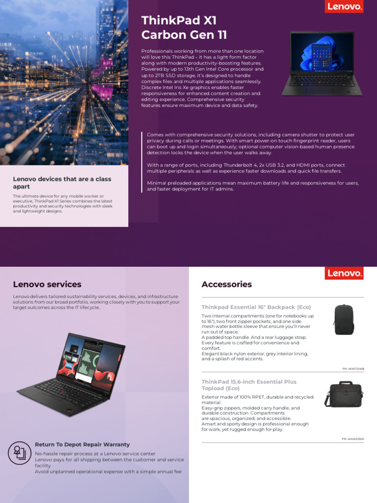 ThinkPad X1 Carbon Gen 11 Overview | PDF | Usb | Electronics