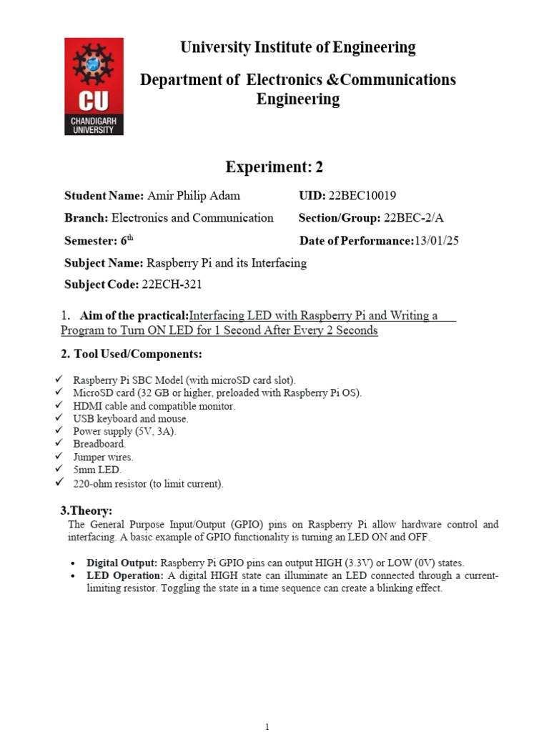 EXP2_RASPBERRY PI INTERFACING | PDF | Raspberry Pi | Computing