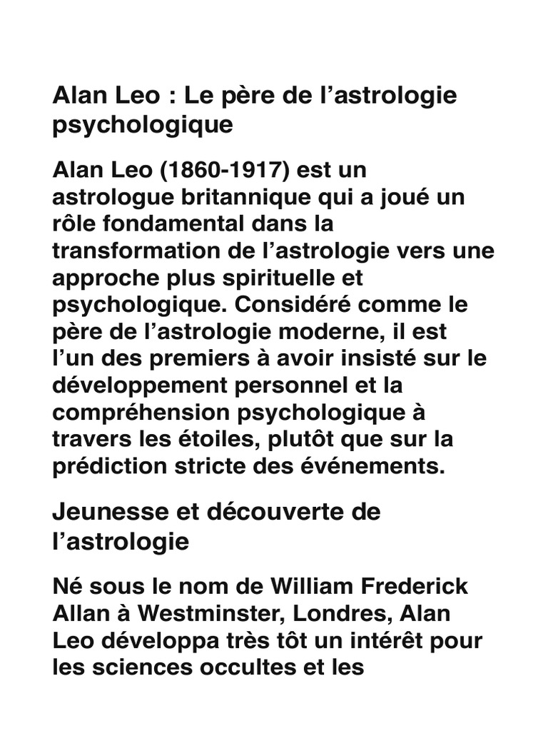Alan Leo : Pionnier de l'astrologie moderne | PDF | Astrologie ...