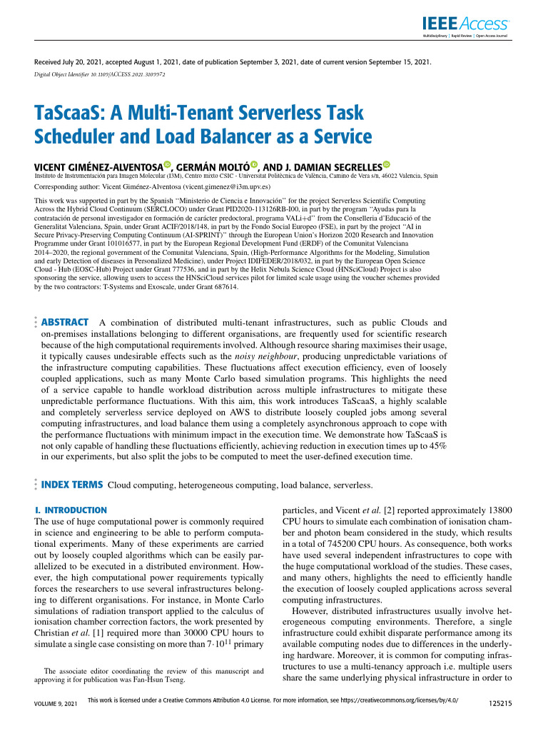 TaScaaS A Multi-Tenant Serverless Task Scheduler and Load Balancer As A Service | PDF | Cloud ...