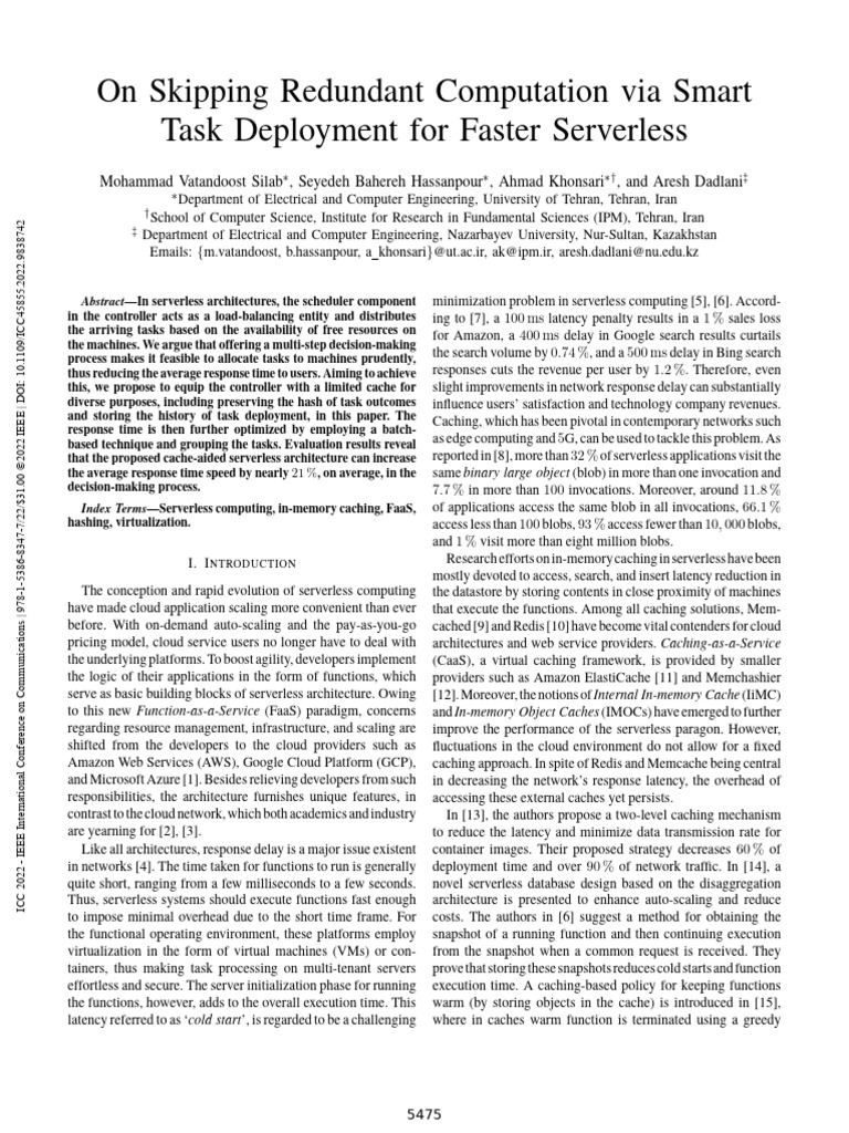 On Skipping Redundant Computation Via Smart Task Deployment For Faster Serverless | PDF | Cache ...