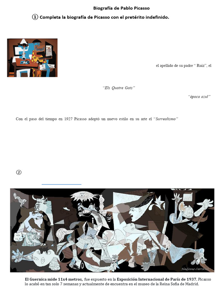 Biografía de Pablo Picasso y El Guernica | PDF | Pablo Picasso | Las artes