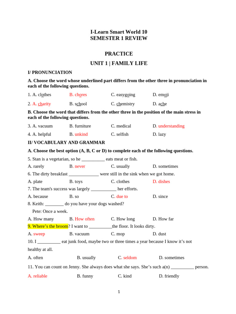 TA10 ISW SEMESTER 1 REVIEW - Key 1 | PDF