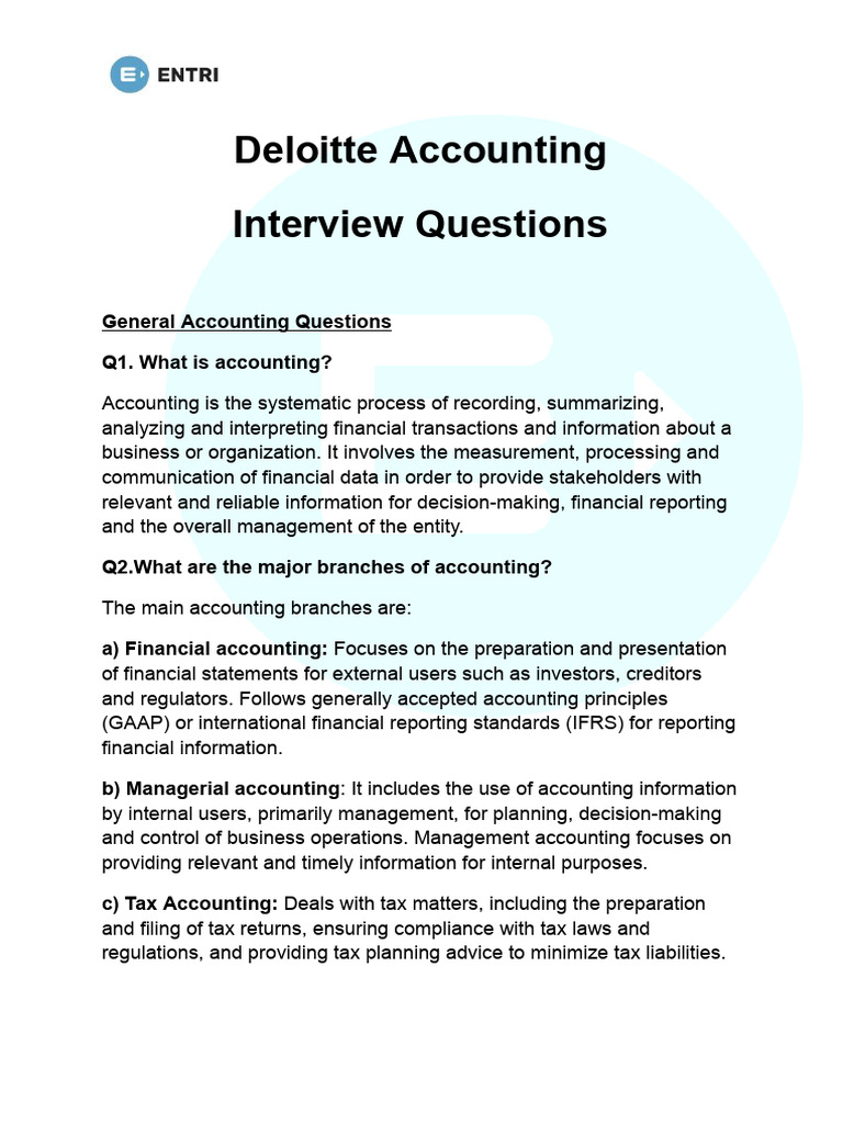Deloitte Accounting Interview Insights | PDF | Taxes | Debits And Credits
