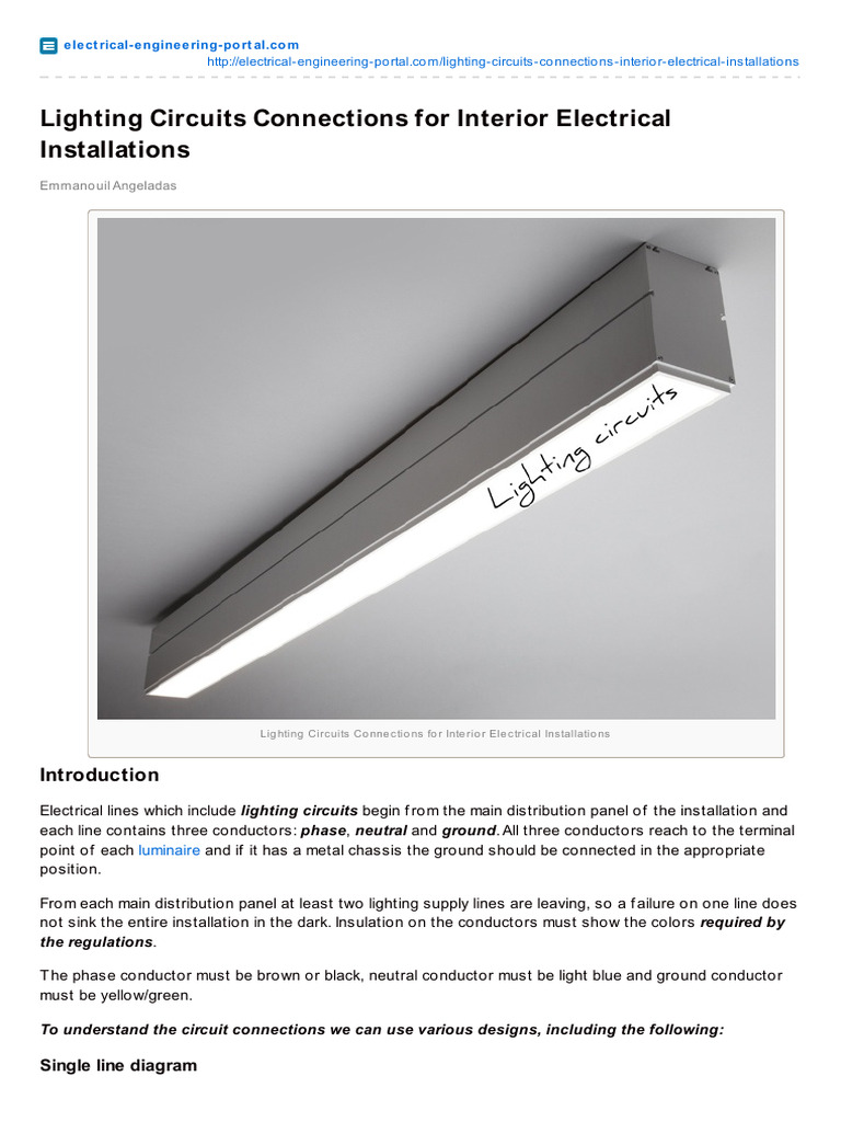 Lighting Circuits Connections For Interior Electrical Installations | PDF | Fluorescent Lamp ...